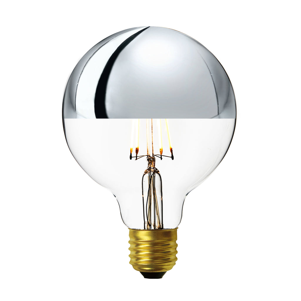 Vintage LED Edison Bulb | 5W E27 Small Globe Filament Lamp With Silver ...