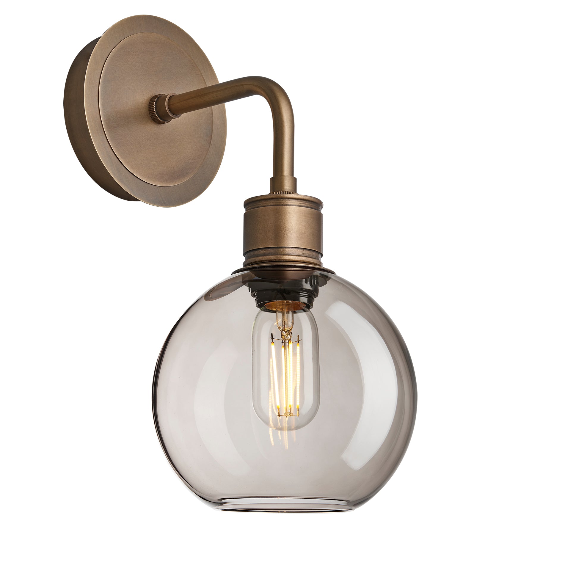 Albany Metal & Glass Globe Wall Light | Fast Delivery - Mocha Glass ...