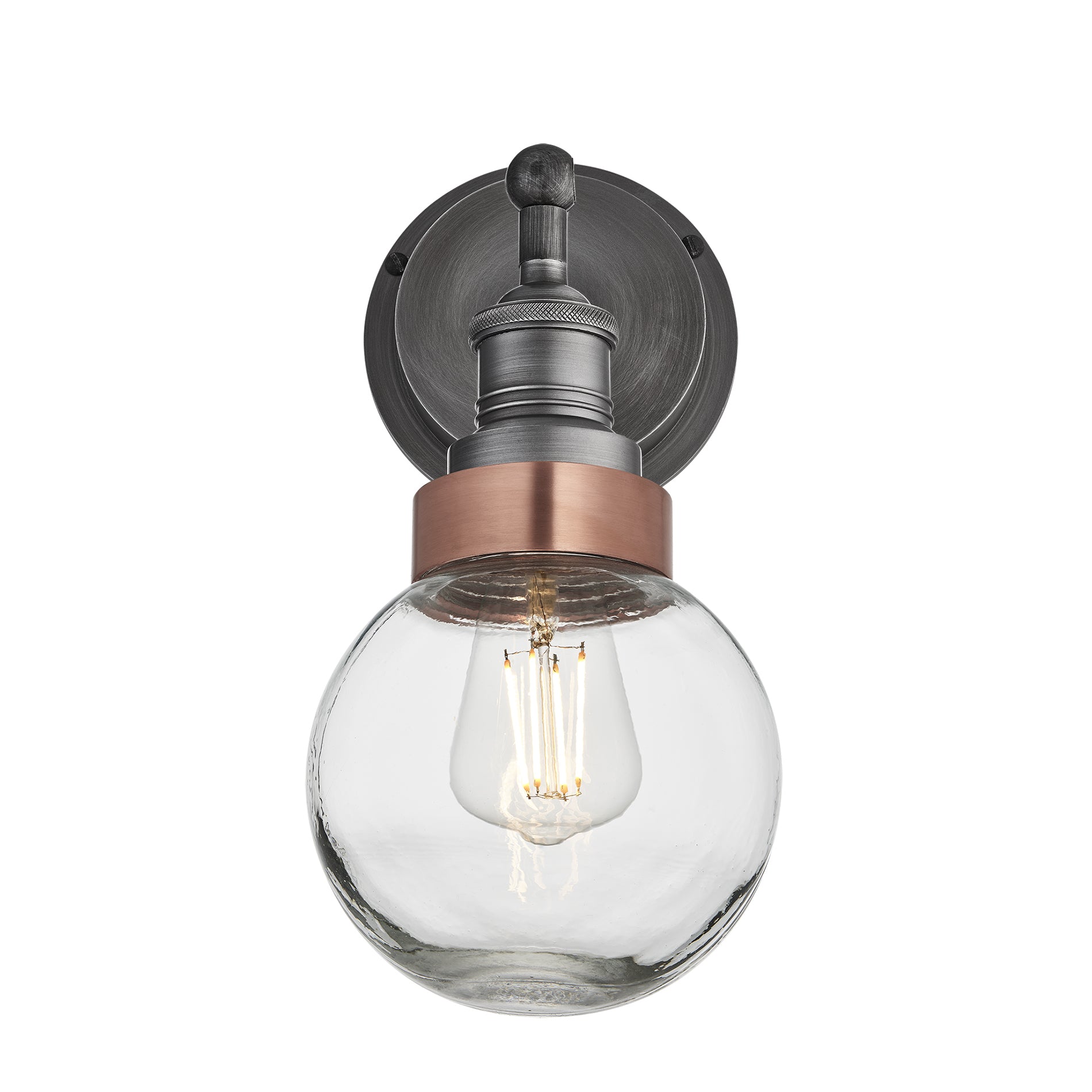 Brooklyn Glass Globe IP65 Wall Light | Order Online - Copper Ring ...