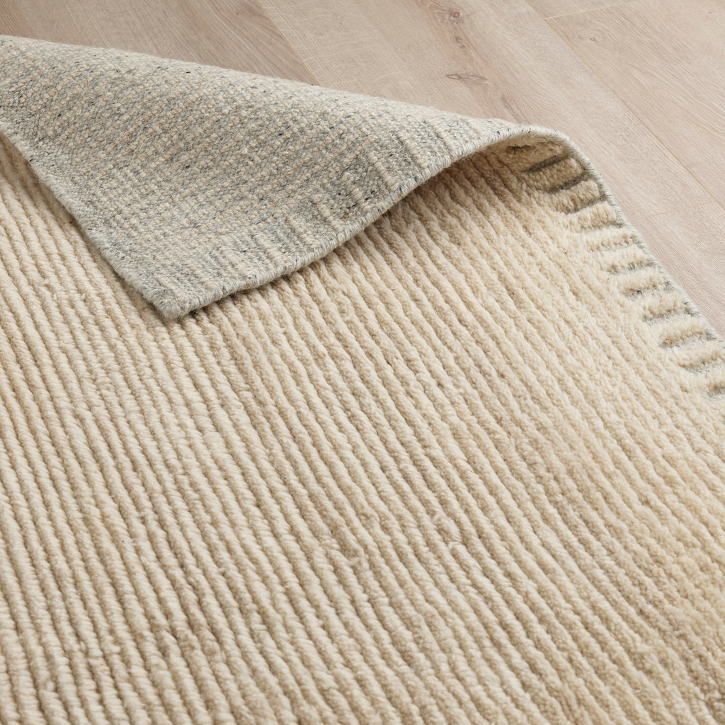 Plush Woollen Rugs | Errol Hand Knotted Wool Rug in Natural & Grey ...
