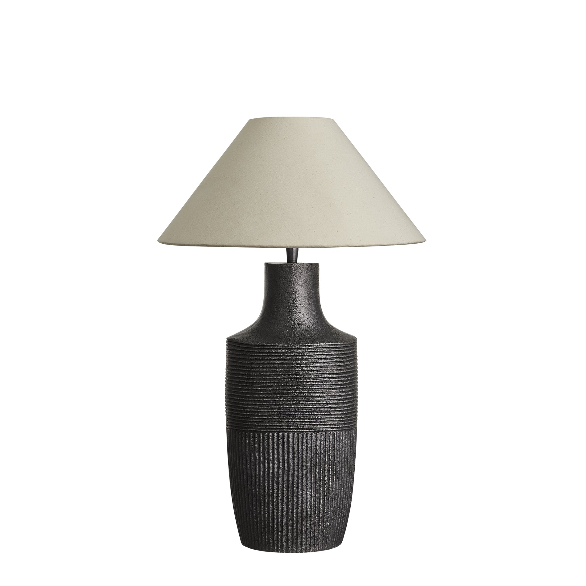 Ornate Vase Table Lamp | Industville - Pewter base / Natural Cotton ...