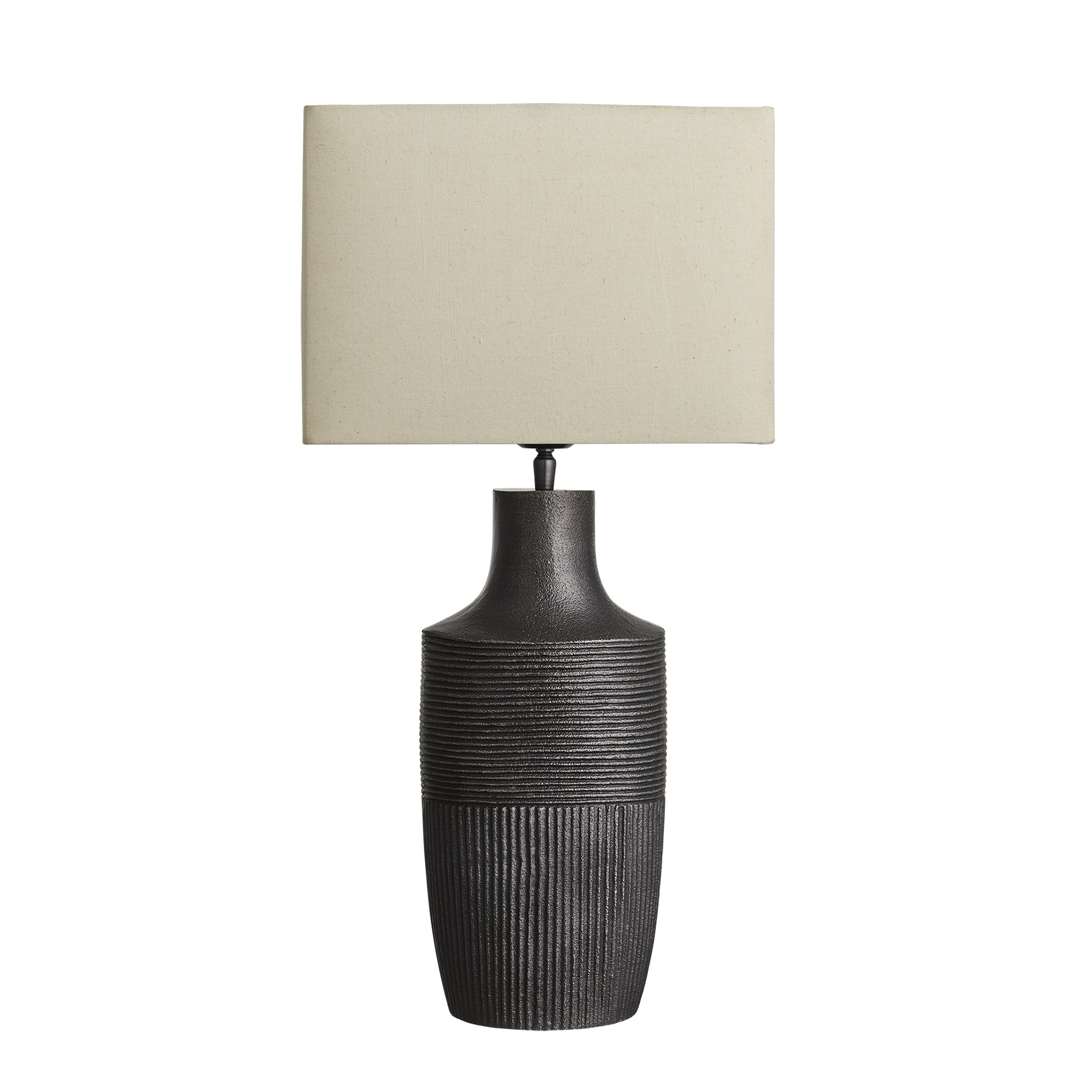 Ornate Vase Table Lamp | Industville - Pewter base / Natural Cotton ...