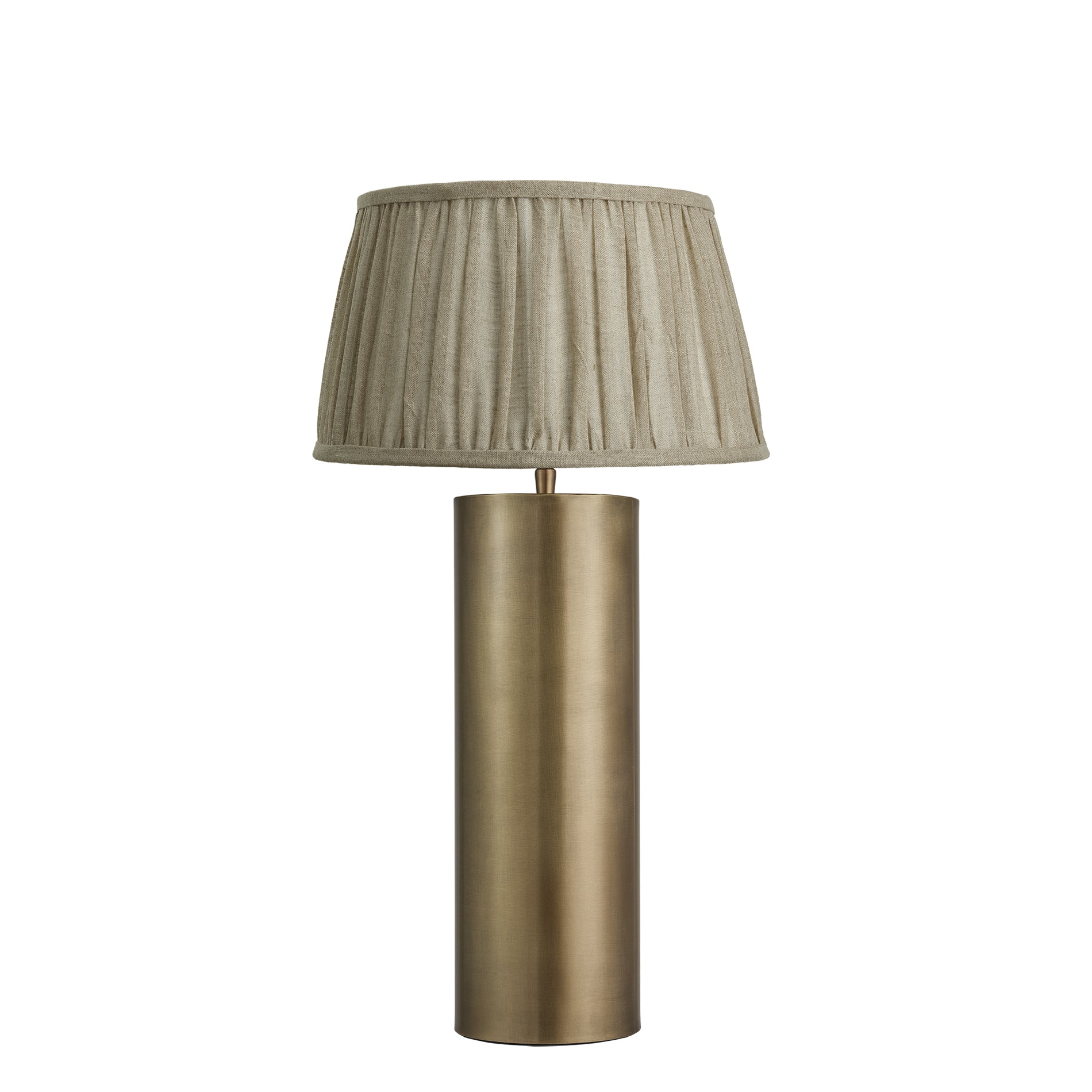 Pillar Metal Cylinder Table Lamp | Order Online - Brass base / Pleated ...