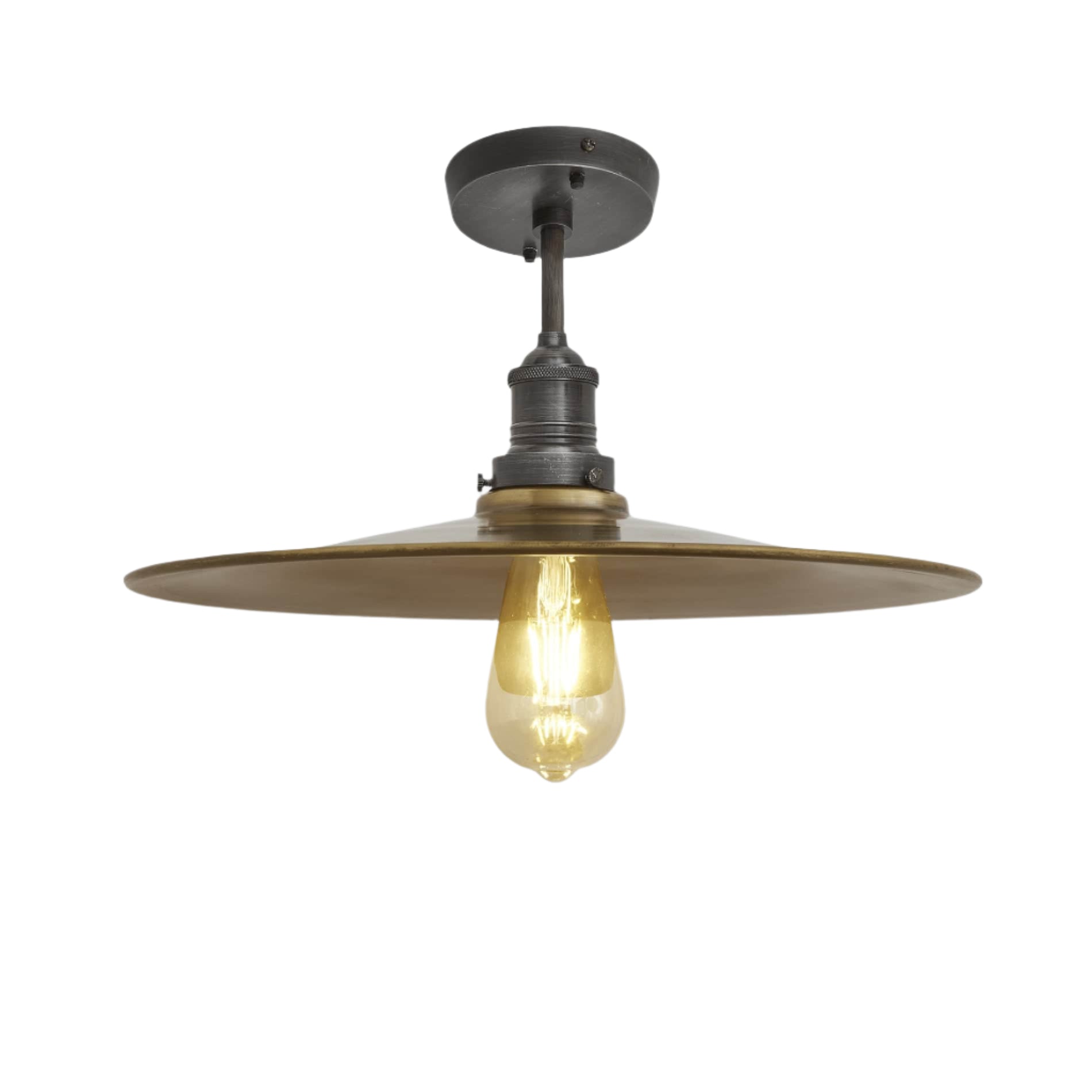 Brooklyn Flat Flush Mount - 15 Inch - Brass - Industville