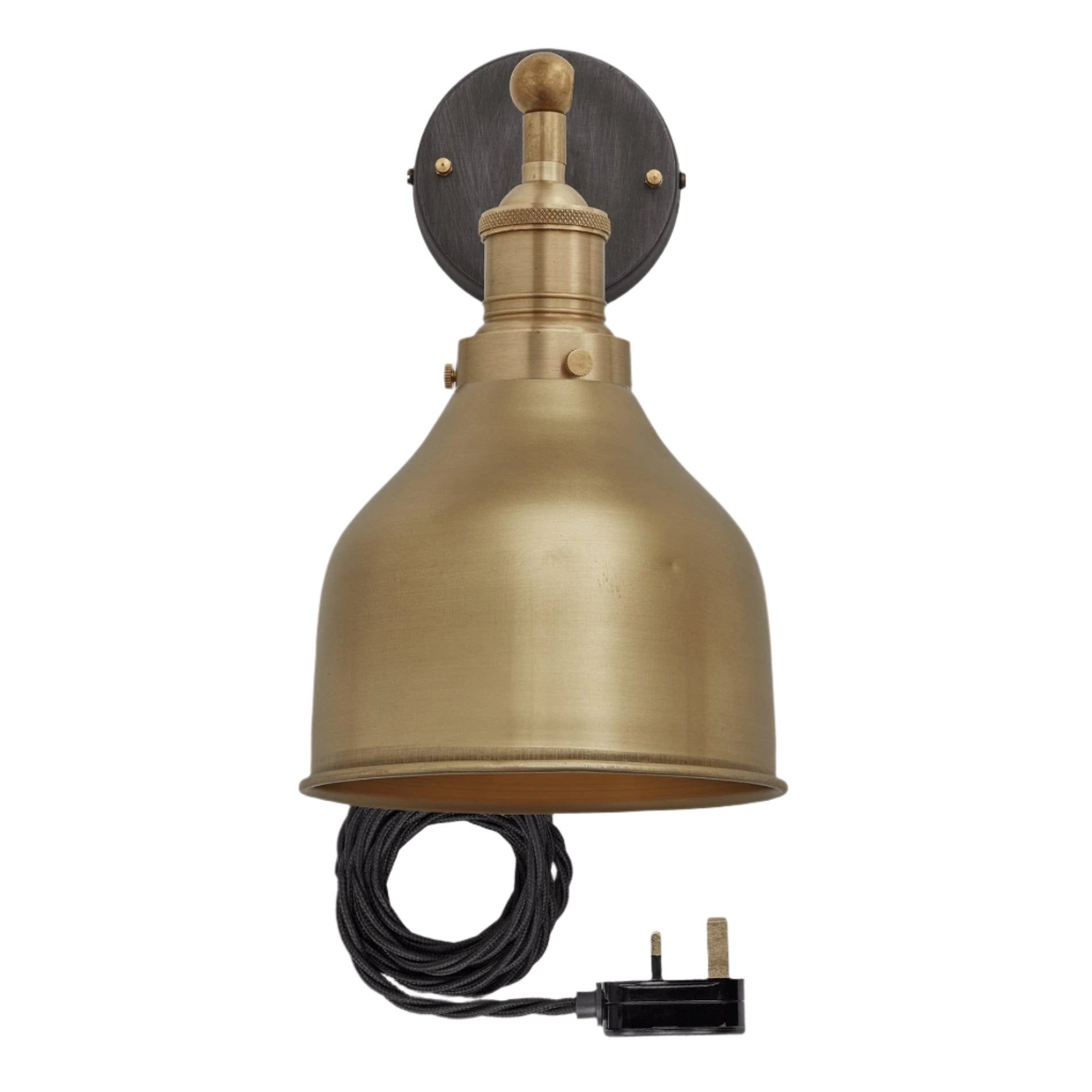 Brooklyn Cone Wall Light - 7 Inch - Brass - With Plug - Industville