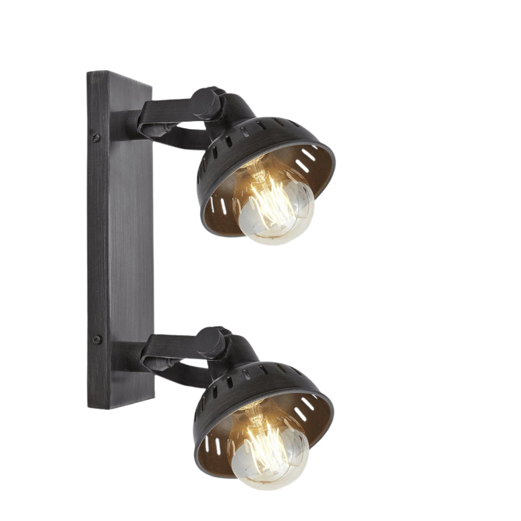Swivel Wall Spotlight | Double Wall Light | Pewter Vintage Adjustable ...